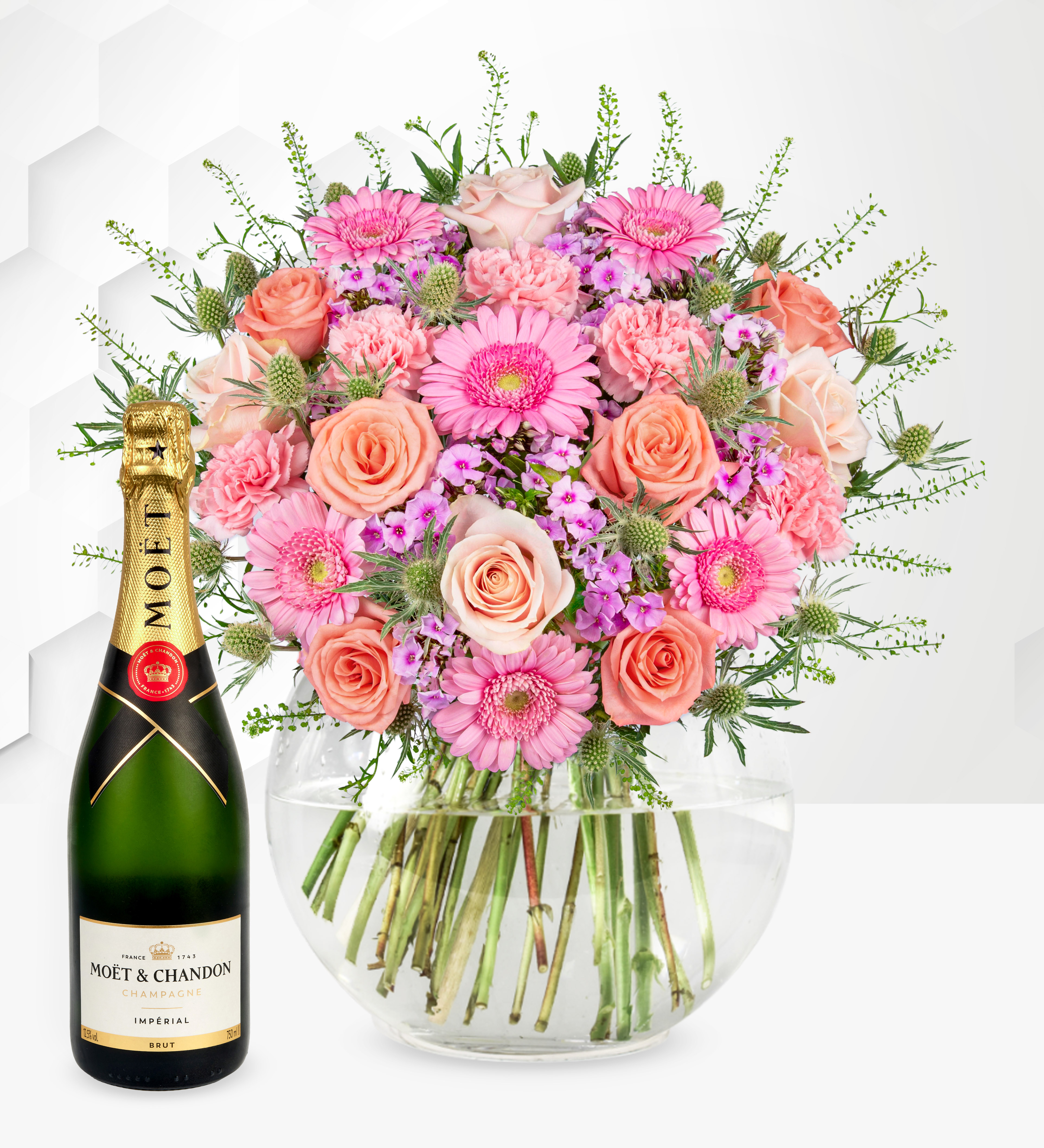 Luxury Pink Opulence & Moet | Prestige Flowers