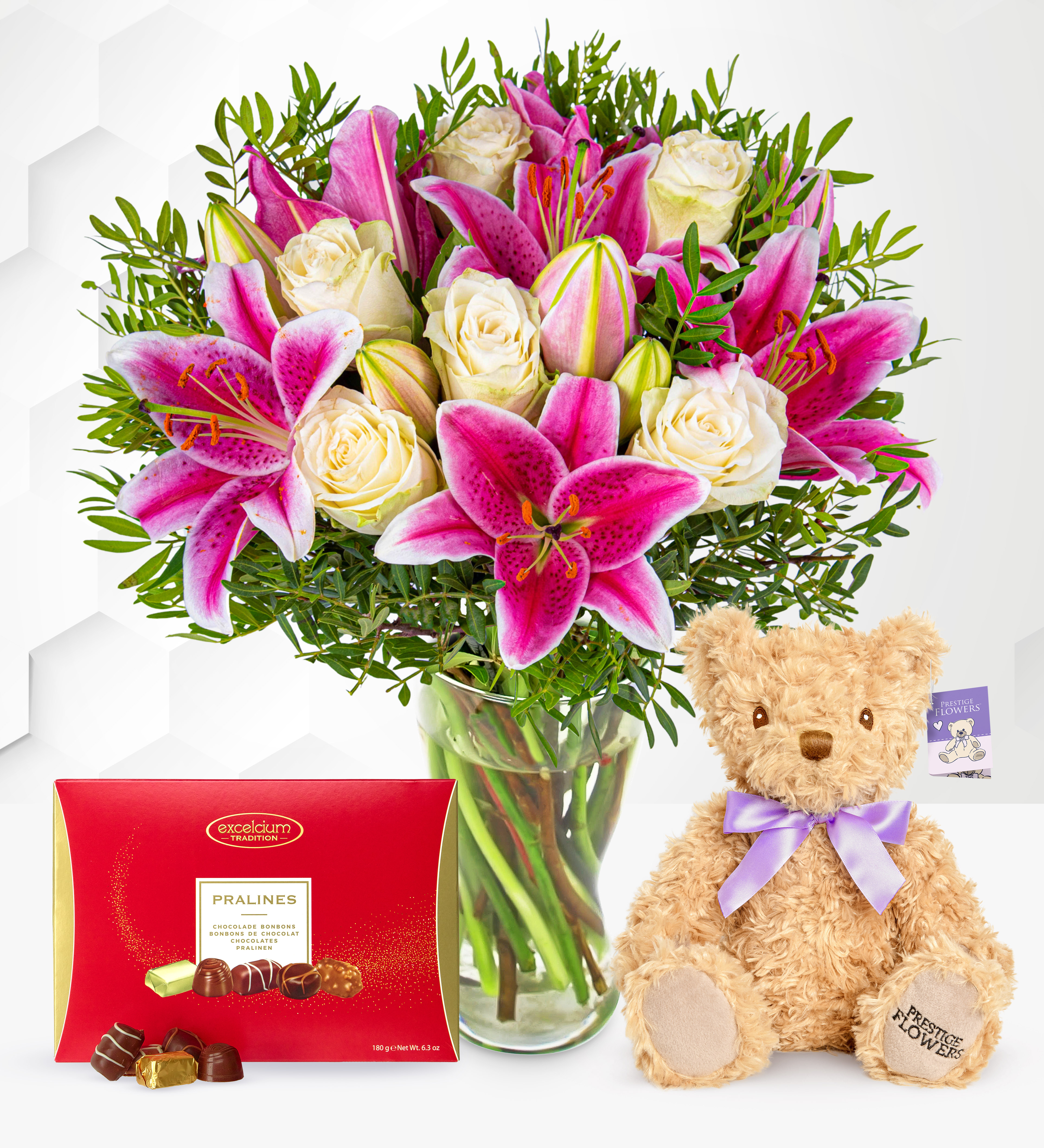 Pink Lilies & Roses Giftset | Prestige Flowers