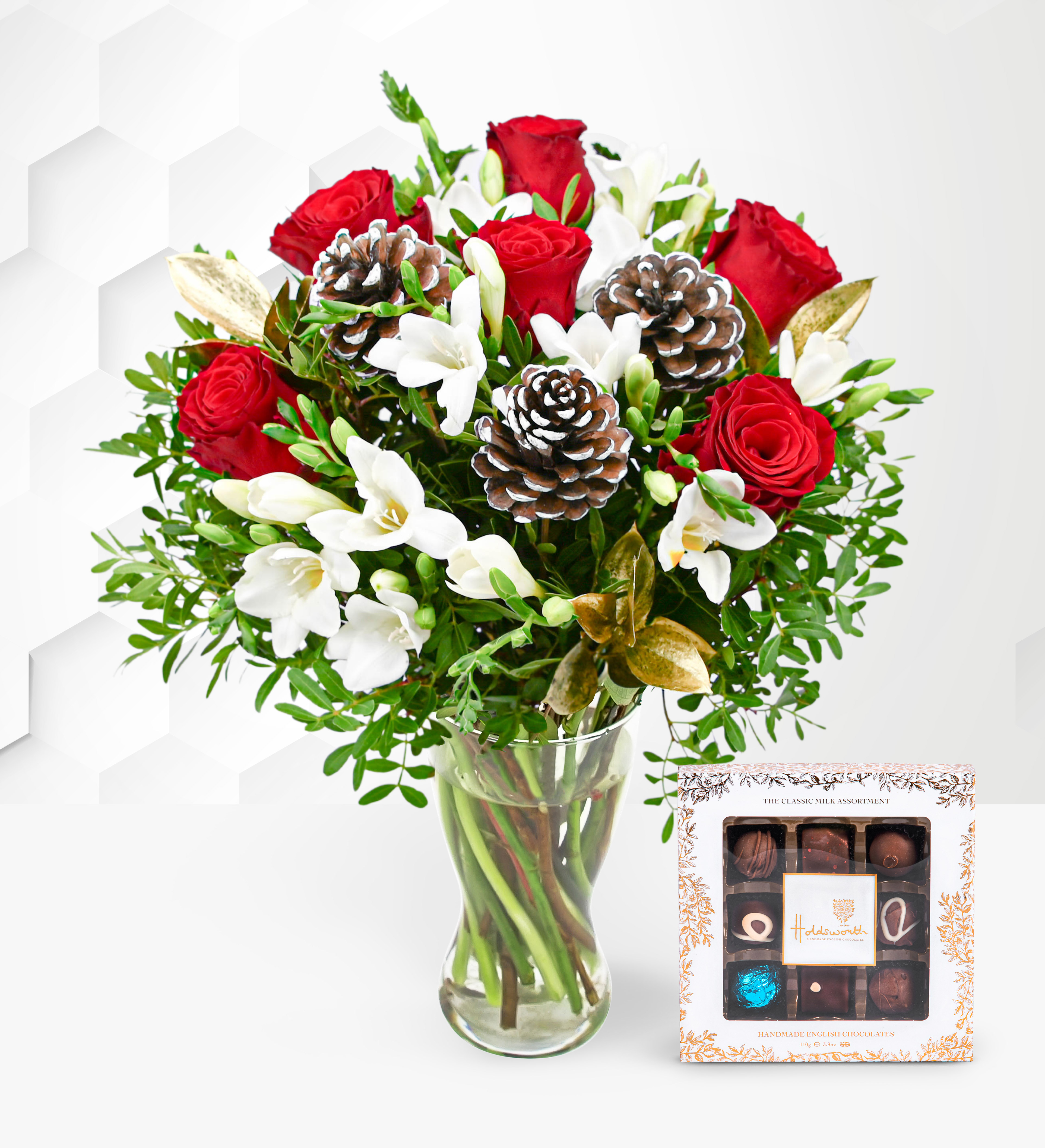 Rose, Freesia & Deluxe Chocolates | Prestige Flowers