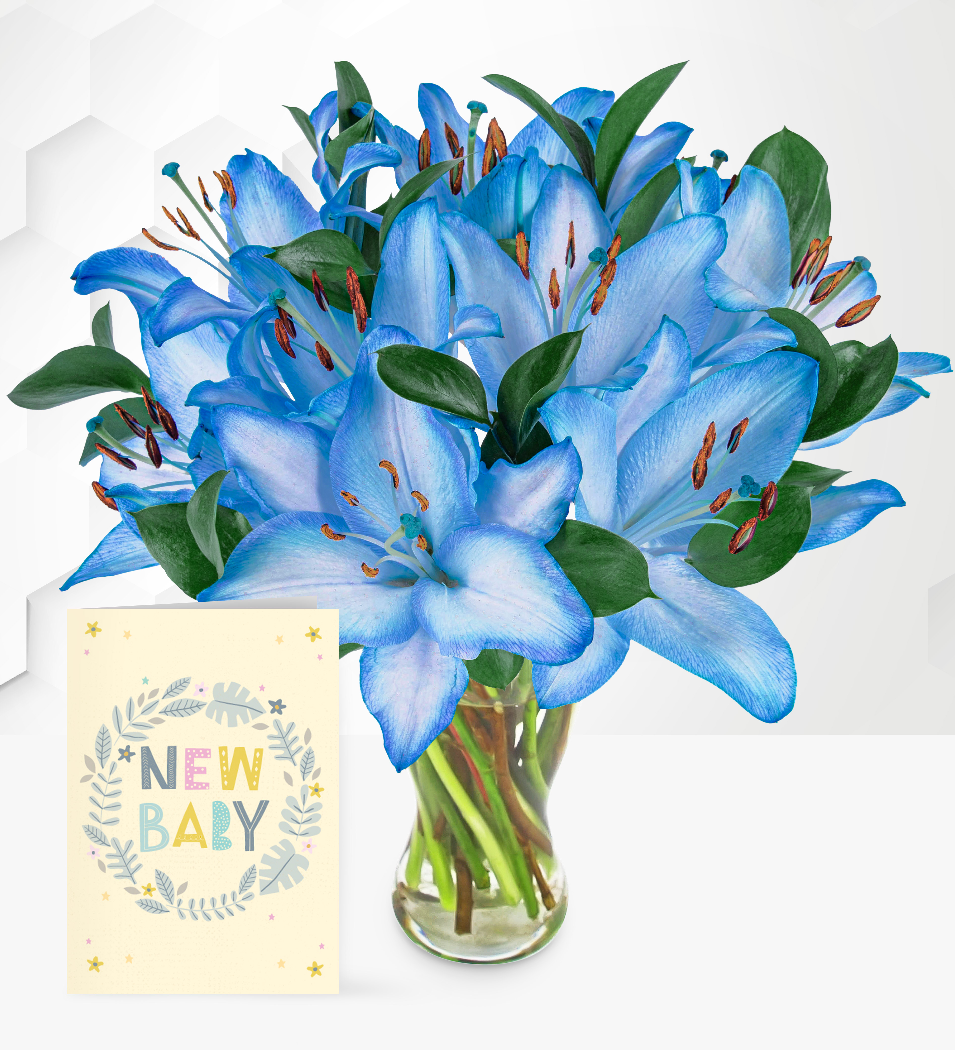 Ocean Lilies with New Baby Card | Prestige Flowers